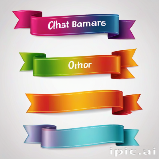 Colorful Decorative Ribbons Featuring Text in Various Styles and Colors
