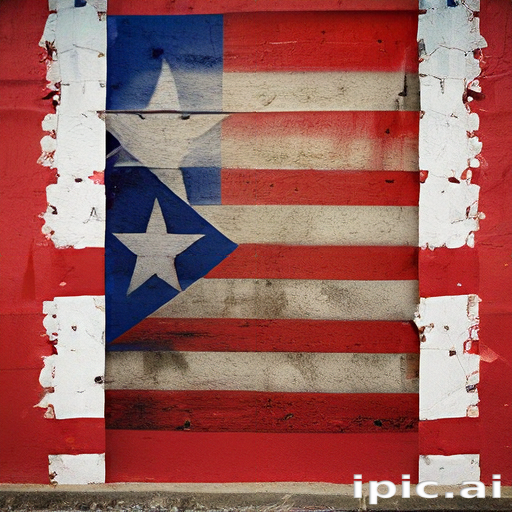 Artistic Representation of Puerto Rican and American Flags Merging Together