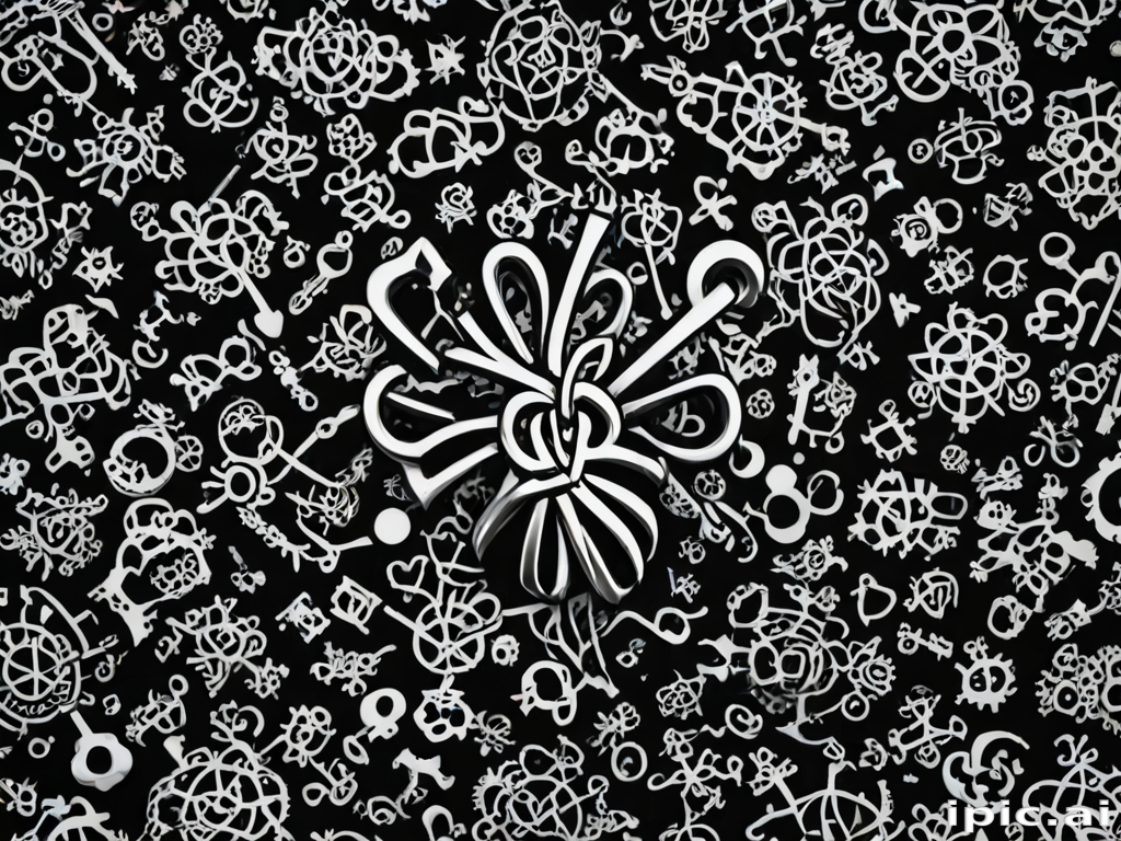 A Complex Tangle of Intricate Patterns on a Dark Background