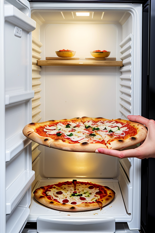 Delicious Variety of Pizzas Stored in a Modern Refrigerator Interior