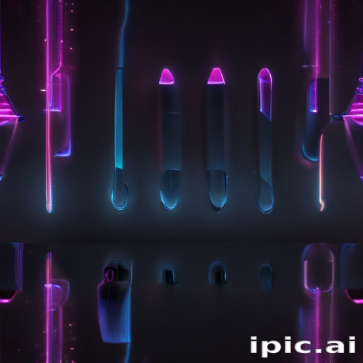 Futuristic Neon Tools Displayed Against a Dark Background with Vibrant ...