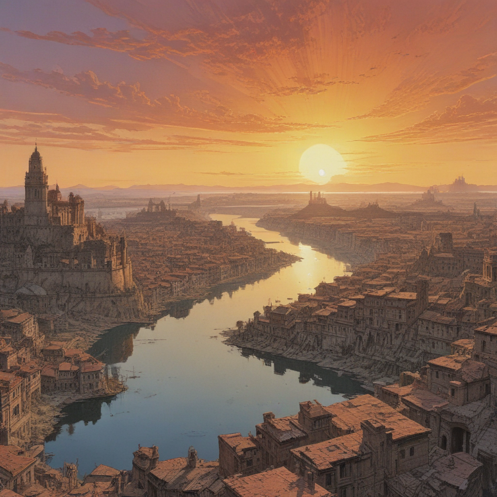roman empire jean giraud moebius oniric landscape piranesi lake bird´s ...