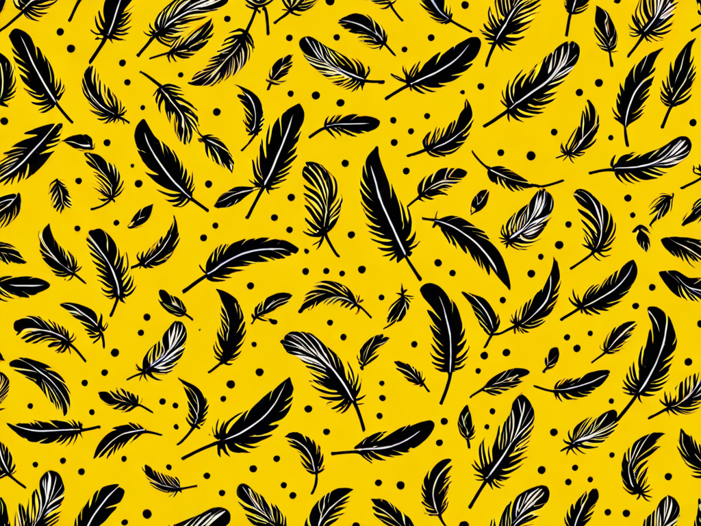 Creates a question mark with a yellow background full of feathers