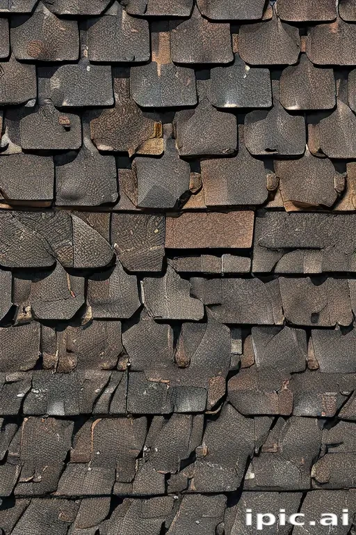 Close-Up of Textured Wooden Shingles on a Rustic Roof Surface