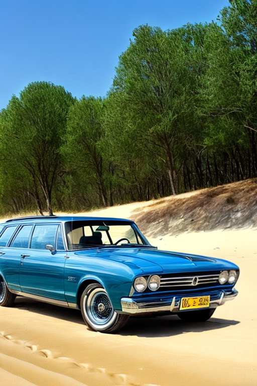 German station wagon lowered at the beach