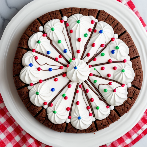 Festive Chocolate Cake Decorated with Whipped Cream and Colorful Sprinkles.