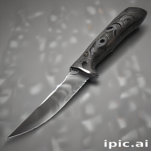 Elegant and Intricately Designed Knife with a Sleek, Reflective Blade
