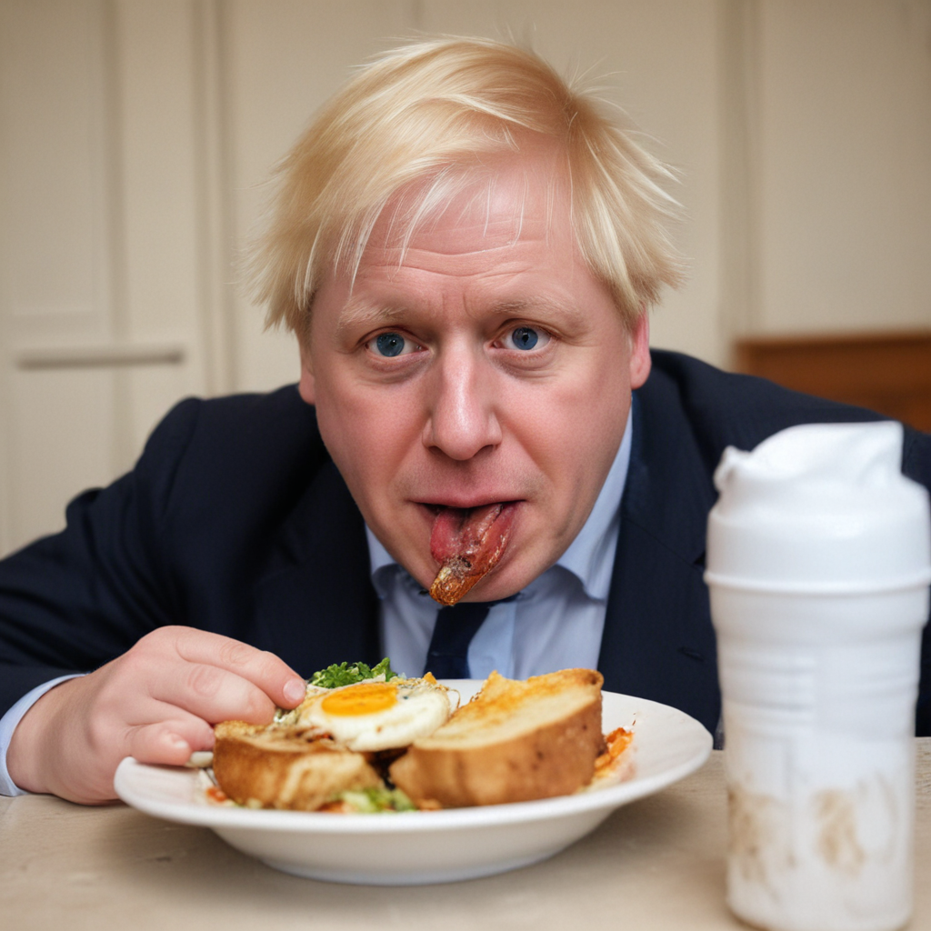 boris johnson eating an orphan