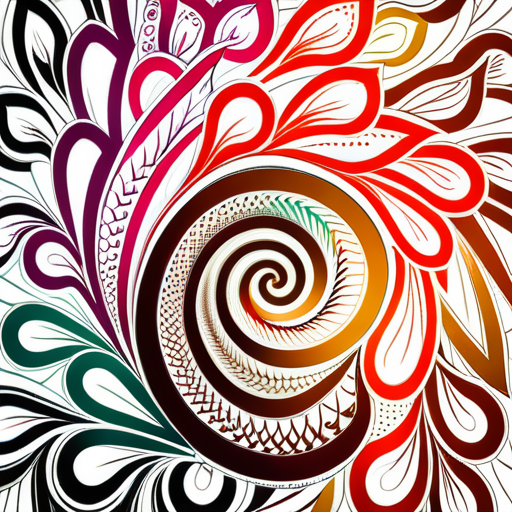 Vibrant Swirls of Colorful Patterns in a Spiraling Floral Design