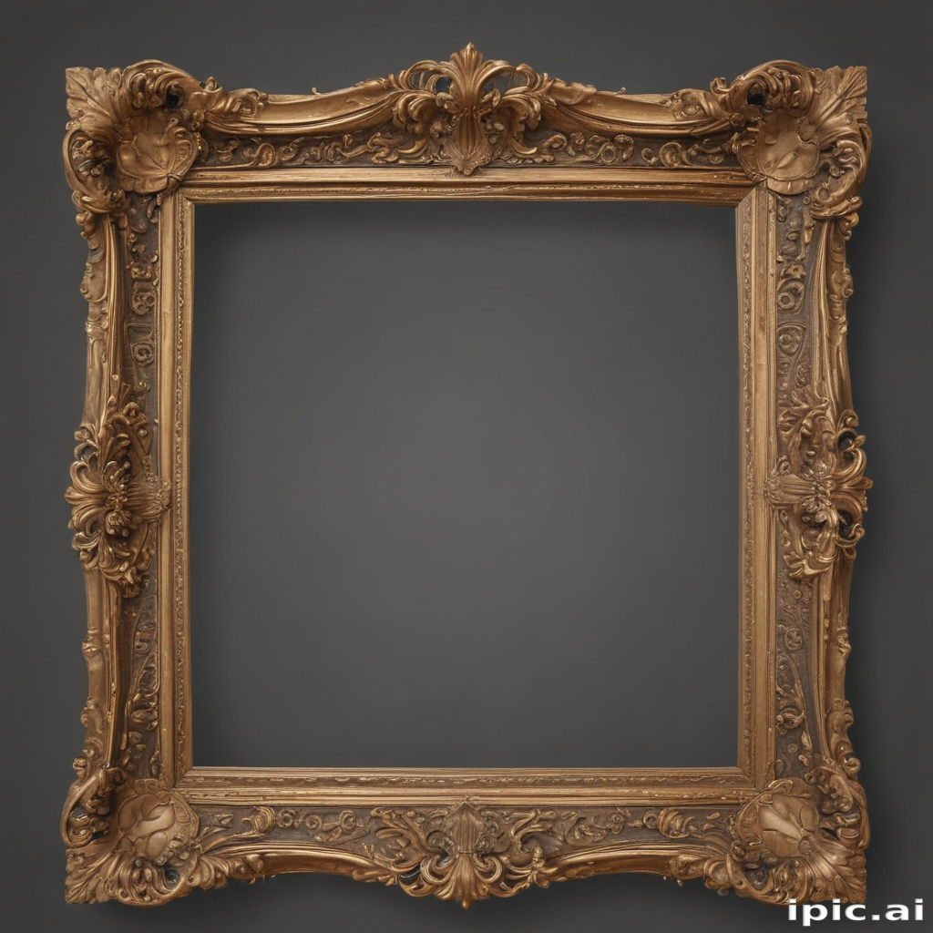 Intricately Designed Vintage Picture Frame with Ornate Golden Detailing