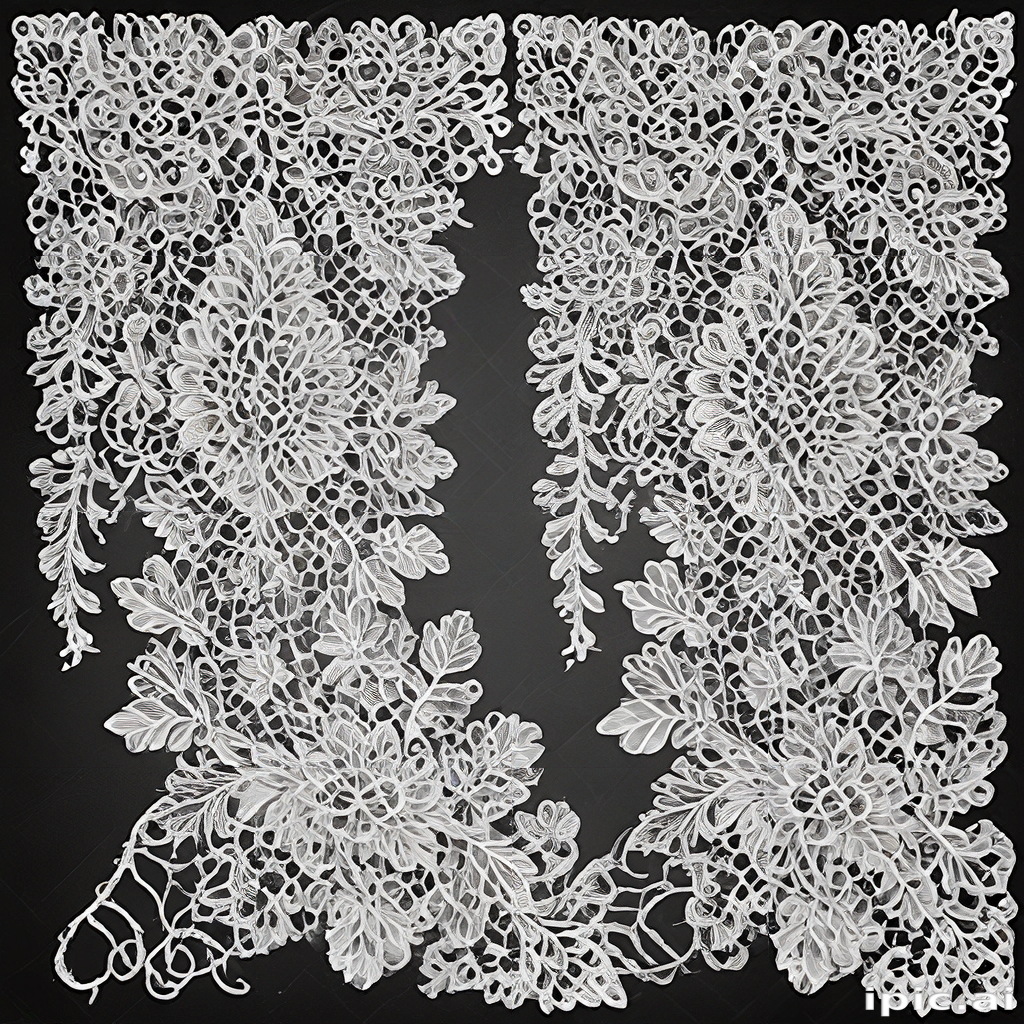 Intricate White Lace Design Featuring Floral Patterns and Elegant Swirls.