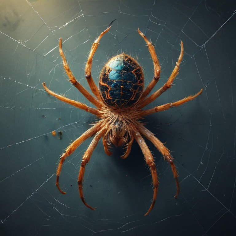 Intricate Spider with Vibrant Patterns Found in Its Webbed Habitat
