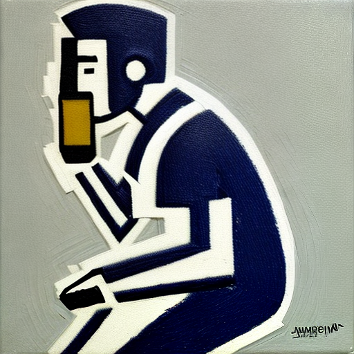 a cubism art of a person on the cell phone