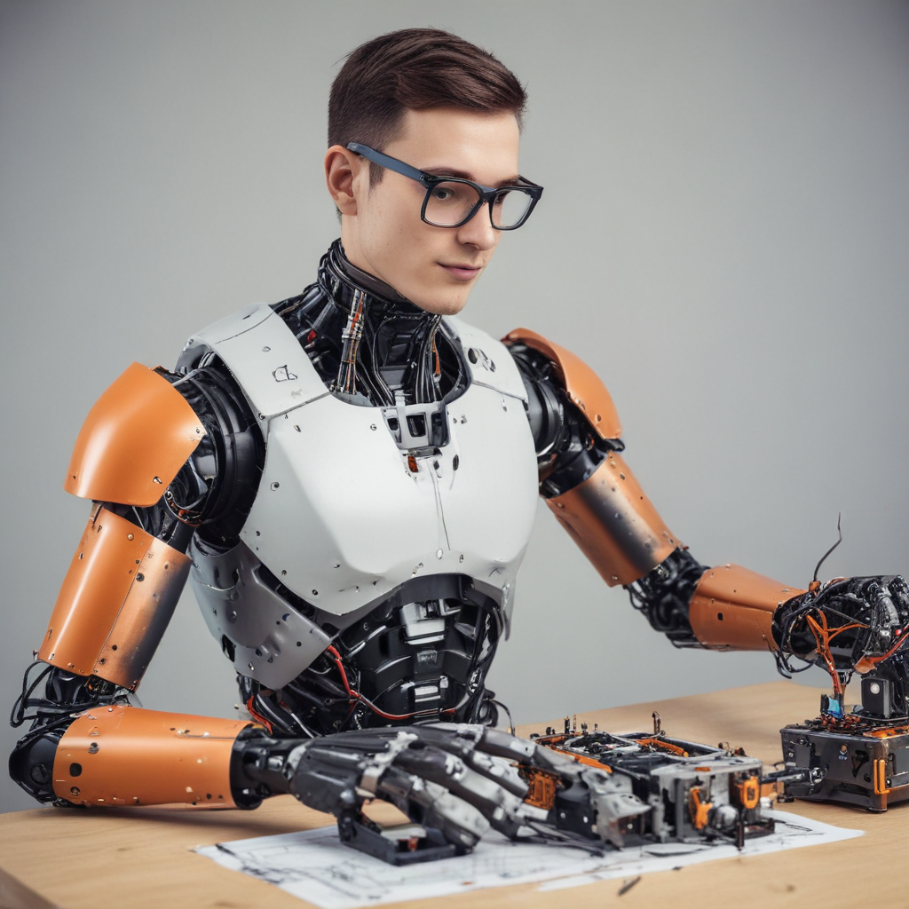 Engineer designing a Robot