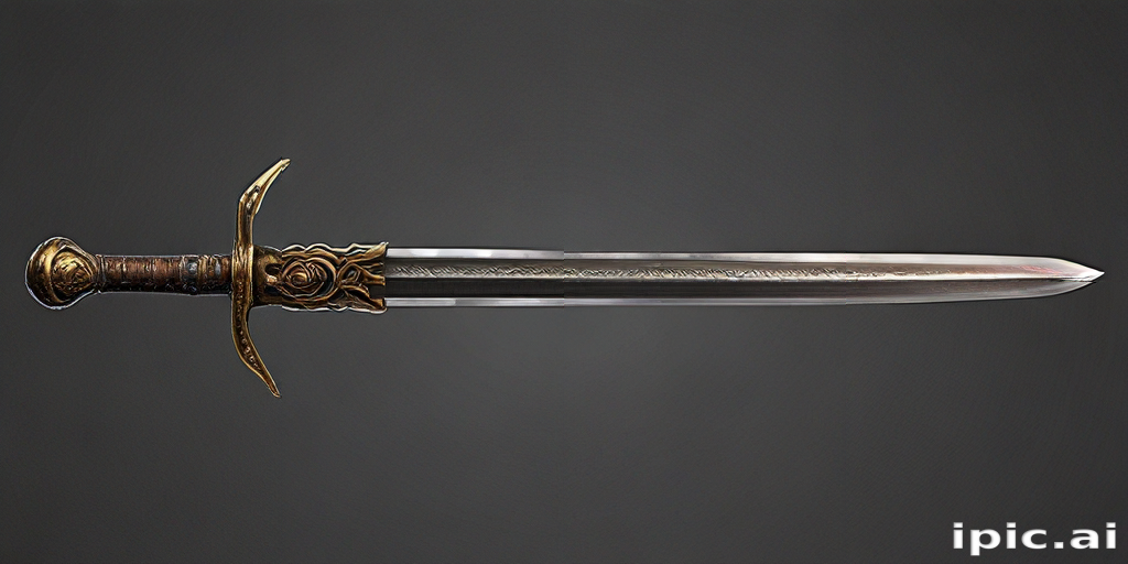 Exquisite Sword with Ornate Handle and Intricate Blade Design Displayed ...