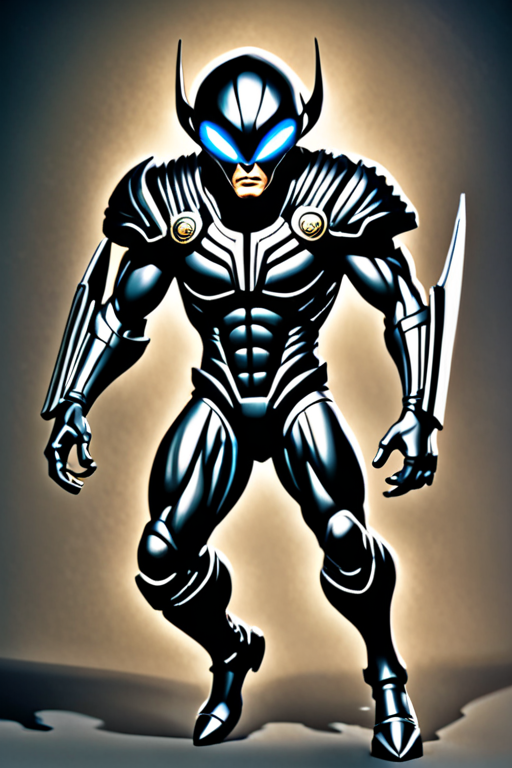 alien superhero flying with armor black