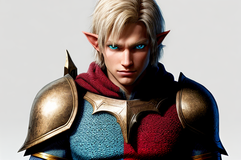 Dungeons and dragons paladin half-elf blond heterochromia