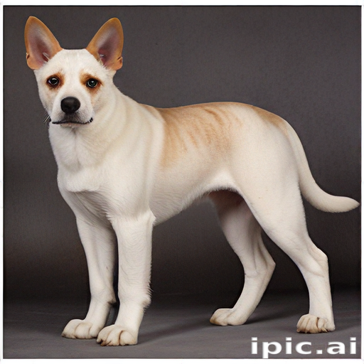 A Majestic White Dog with Distinctive Tan Markings Standing Proudly.