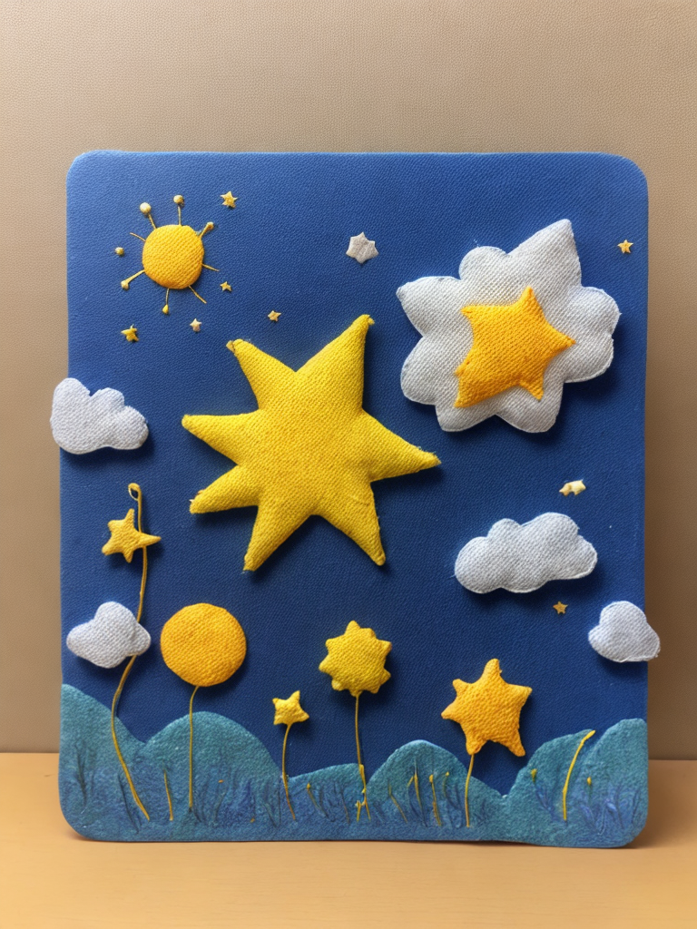 a star, a sun, a moon and a cloud all hug realistic