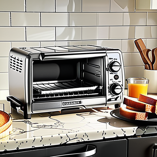 Modern Kitchen Scene Featuring a Sleek Toaster Oven on a Stylish Countertop