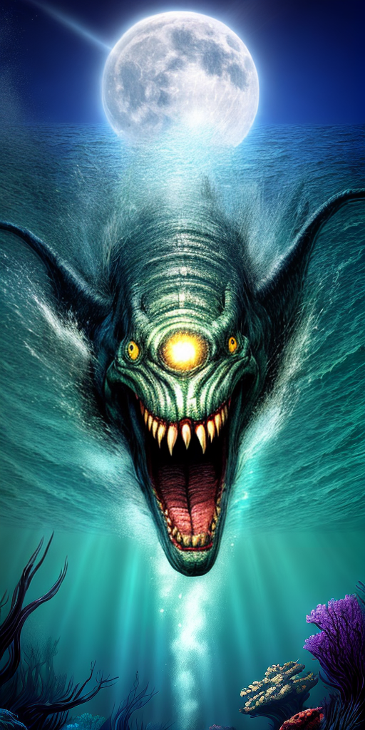 Sea monster in the depths of the sea