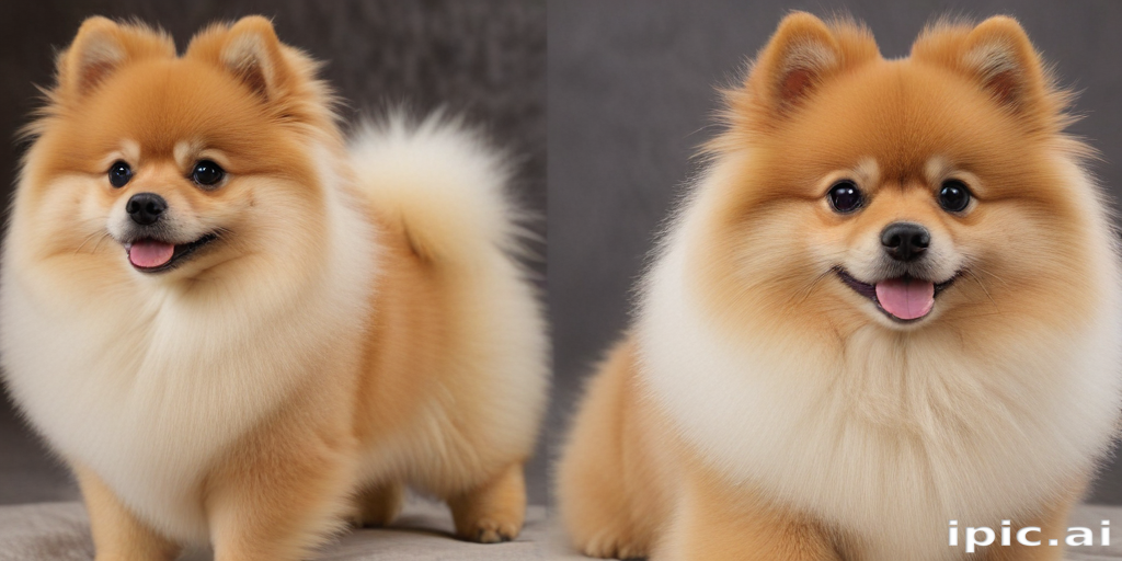 Playful Pomeranian Dogs Captured in Adorable Poses with Fluffy Coats.