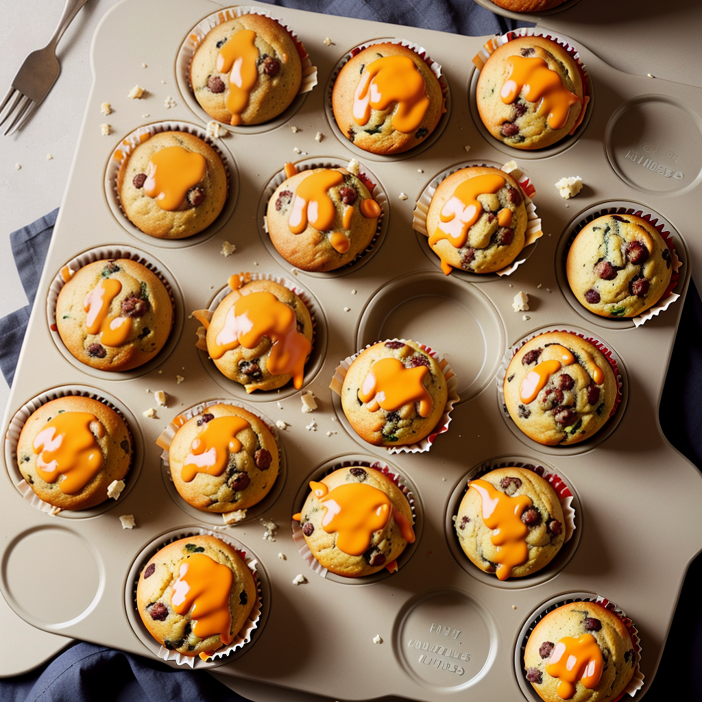 Deliciously Decorated Muffins with Colorful Icing on a Baking Tray