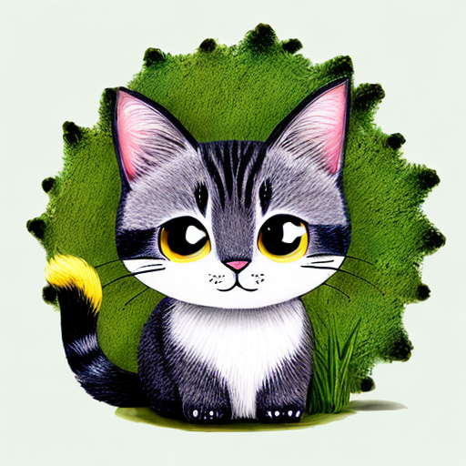 Cat with moss as it's furr cute drawing