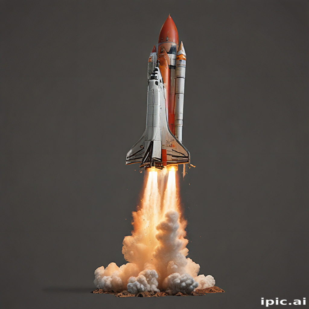 Space Shuttle Launching into the Sky with Powerful Rocket Thrusters