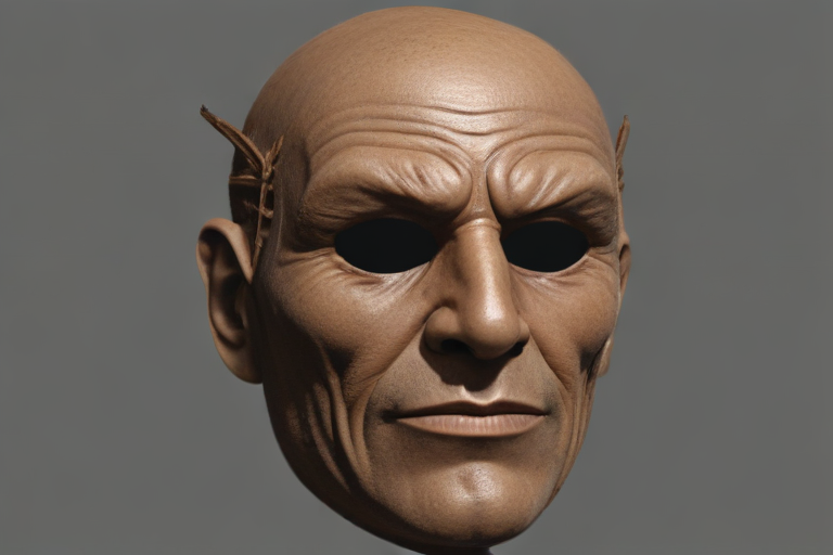 Realistic Render of a Bald Human Face with Hollow Eyes and Detailed ...