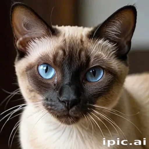 A Beautiful Siamese Cat with Striking Blue Eyes and Unique Features.