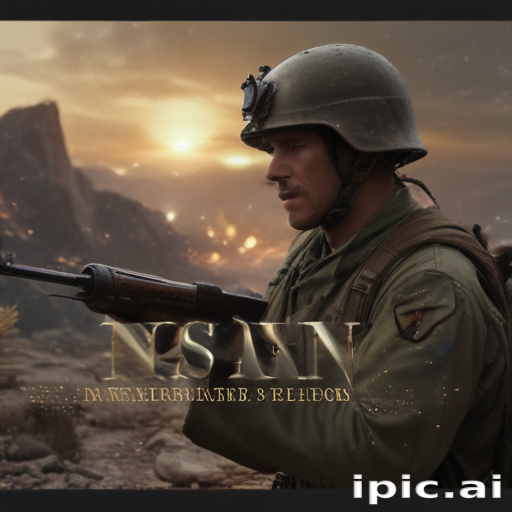 Soldier in Battlefield Gear Ready for Action During Intense Combat Scene