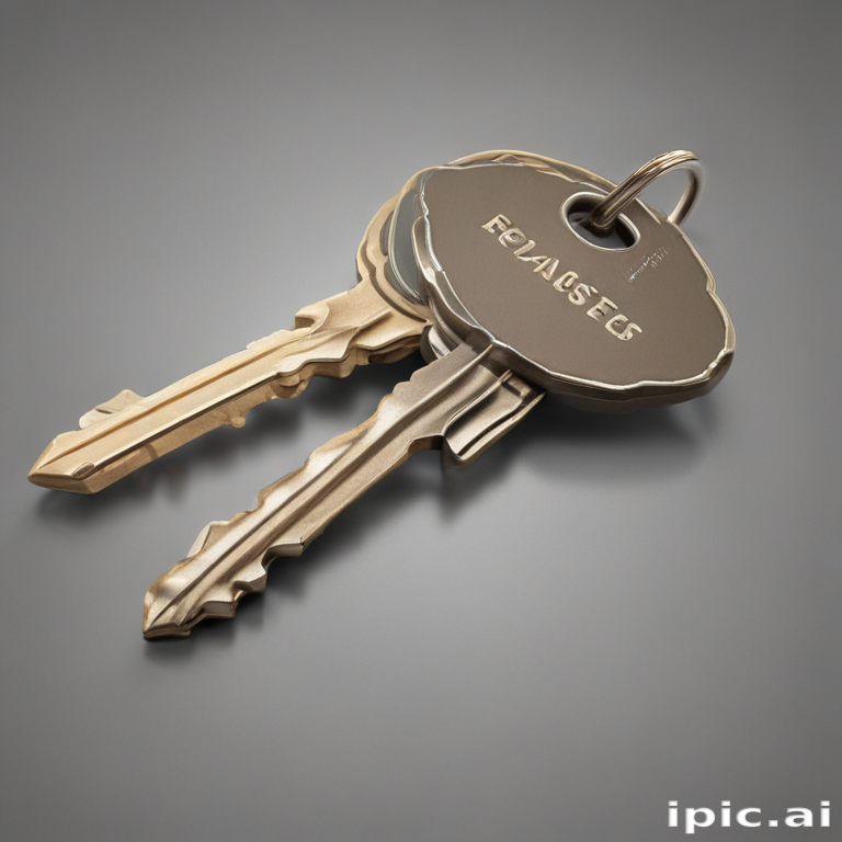 Two Distinct Keys Resting Together on a Simple Gray Background