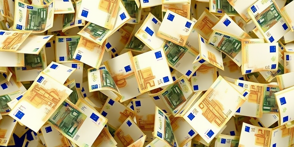 A Vibrant Sea of Euro Banknotes Overflowing in Abundance and Wealth.