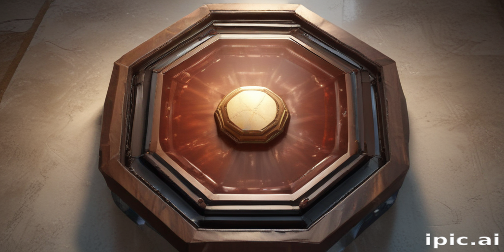 Intricate Octagonal Device with Golden Center Illuminated from Below