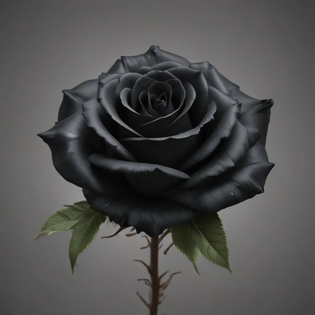 Stunning Black Rose Blooming Elegantly Against a Soft Gray Background