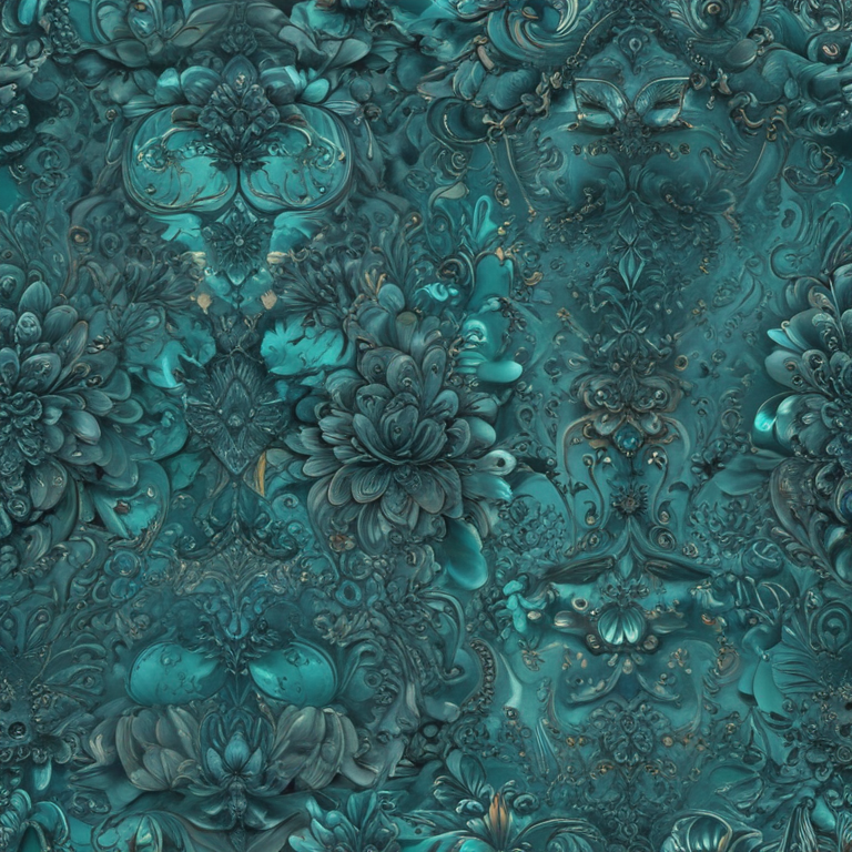 Intricate Teal Floral Design with Elegant Patterns and Textures