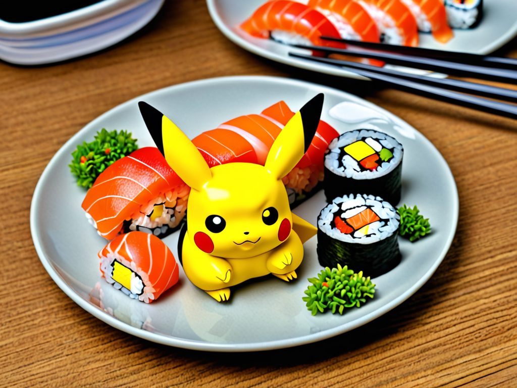 Pikachu sushi with tail