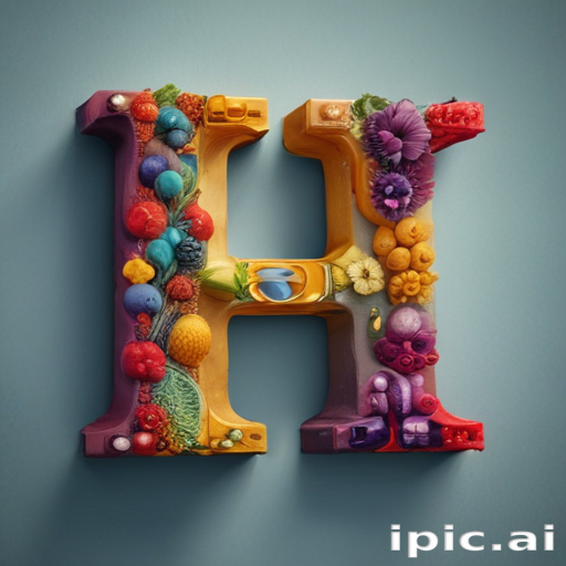 Colorful Letter H Decorated with an Array of Vibrant Fruits and Flowers