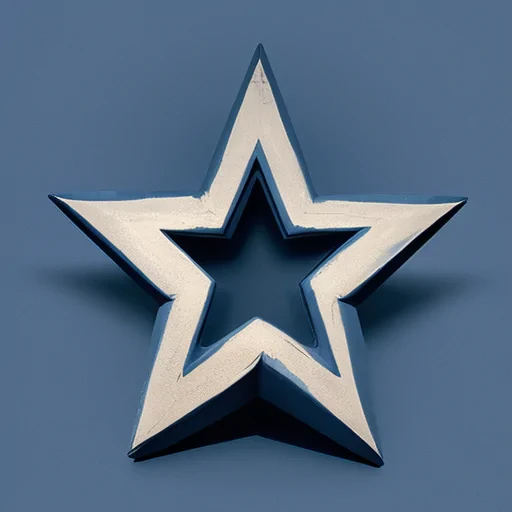 A Shiny Metallic Star with Intricate Design Against a Soft Blue Background.