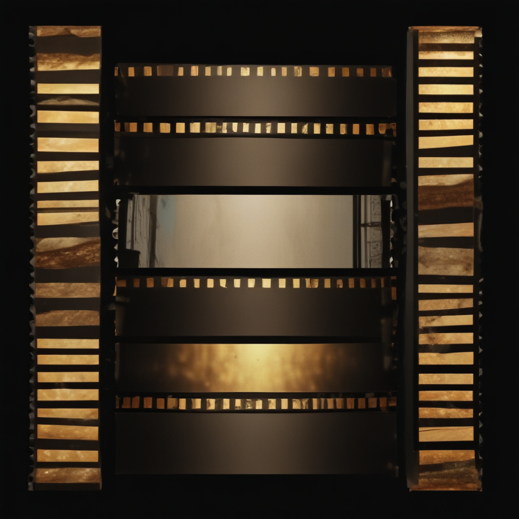 Abstract Representation of Film Strips with a Reflective Center Frame