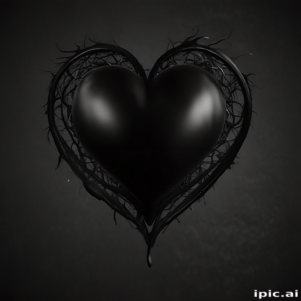 Dark Elegance: A Heart Enveloped in Intricate Thorns and Shadows