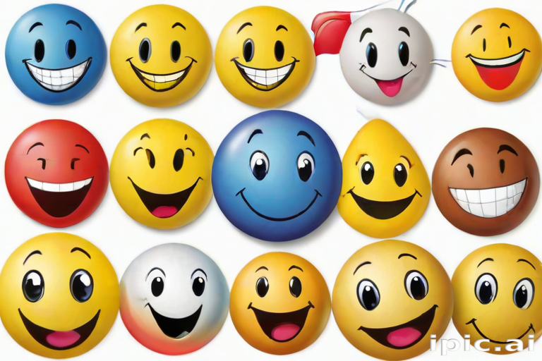 A Colorful Collection of Cheerful Smiley Faces Expressing Various ...