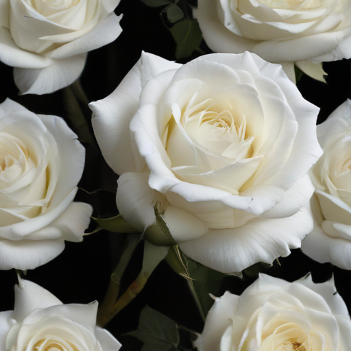 Delicate White Roses in Full Bloom Against a Dark Background