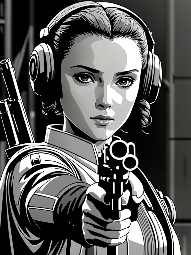 Padmé Amidala, anime, manga, 2d, ghibli, ghost in a shell, black and ...