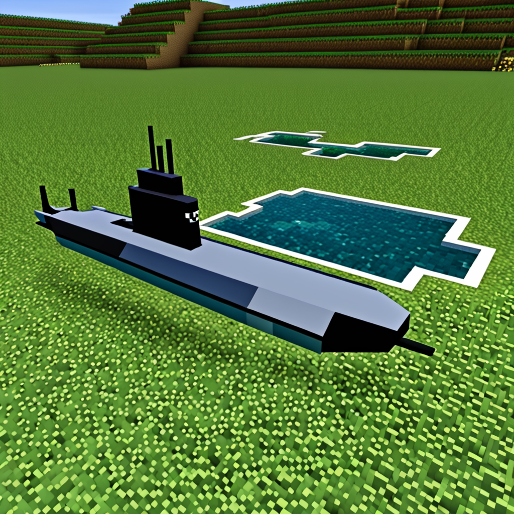 Submarine in minecraft in ocean