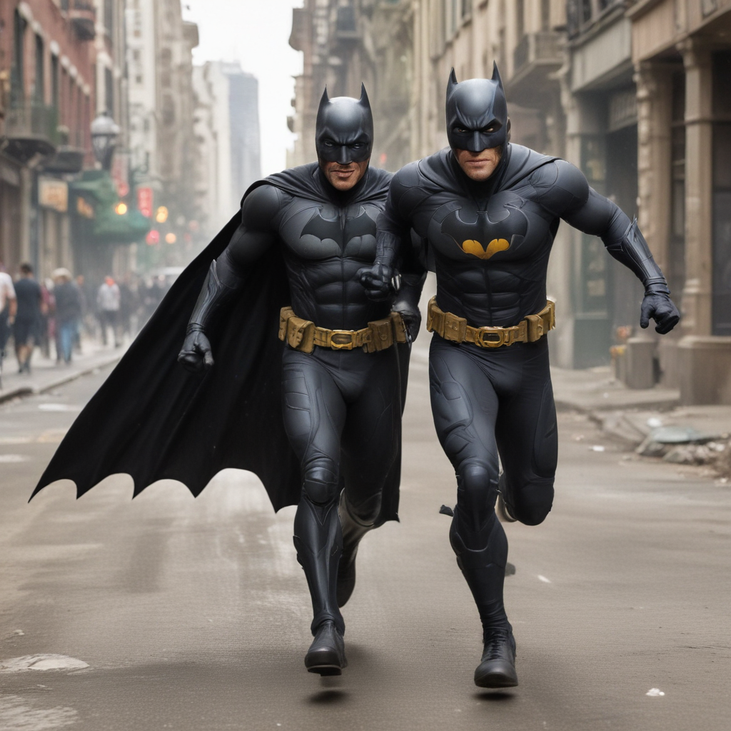 Batman running with Will Smith