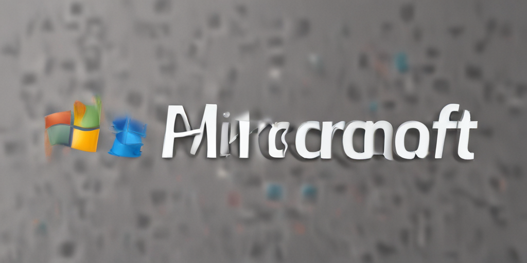 Stylized Microsoft Logo with Colorful Windows Icon on Blurred Background
