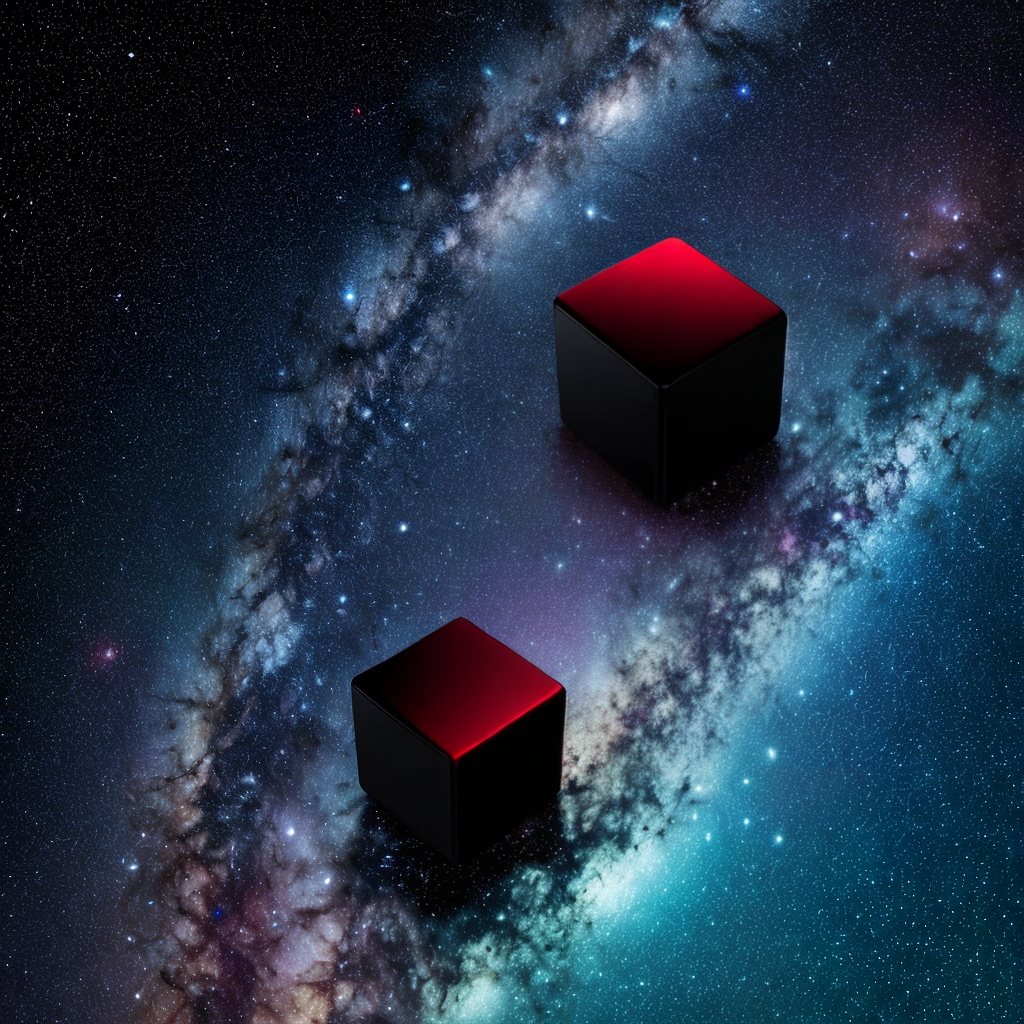 black cube on space background