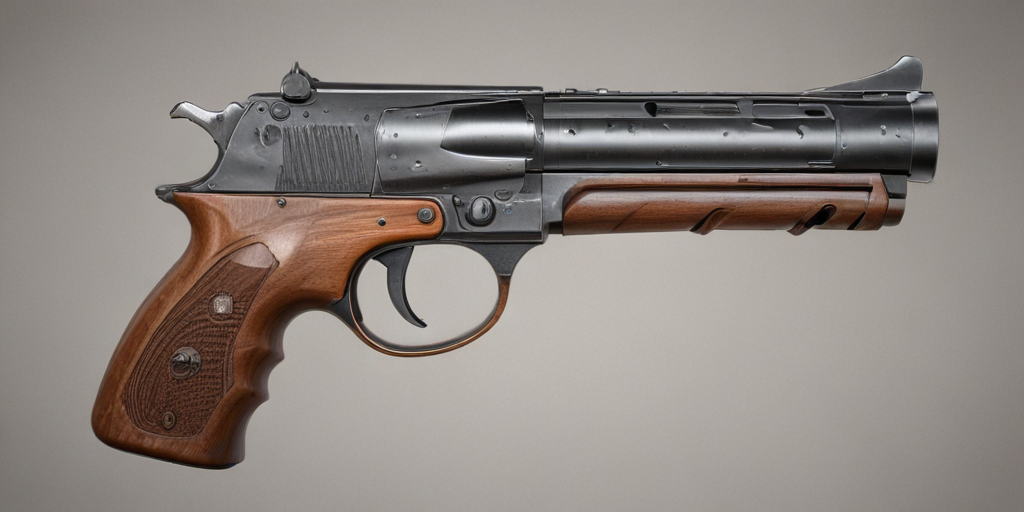 Detailed Close-Up of a Vintage Revolver with Elegant Wooden Grip